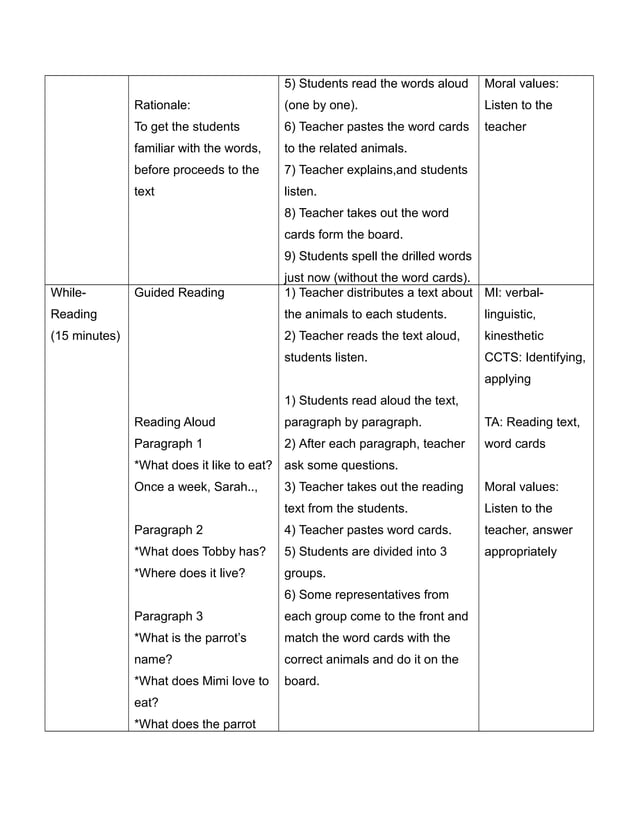 English lp year 3 reading | DOC | Primary Education | Education