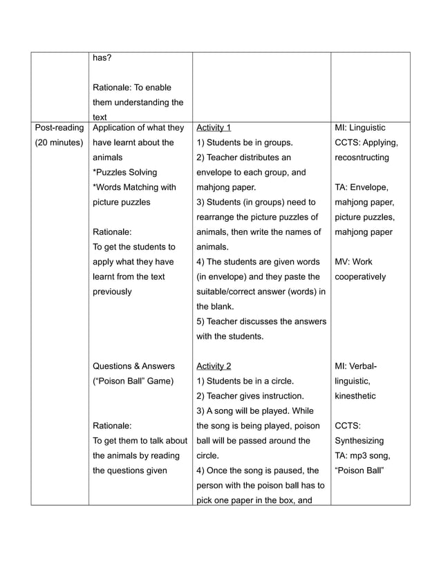 English lp year 3 reading | DOC | Primary Education | Education