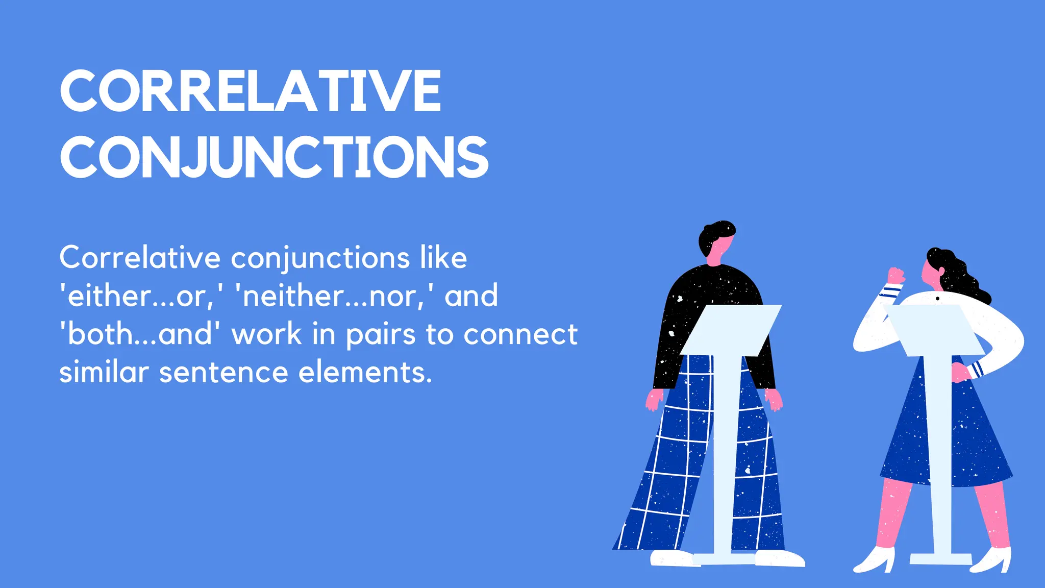 English Mastering Conjunctions Educational Presentation in Blue White ...