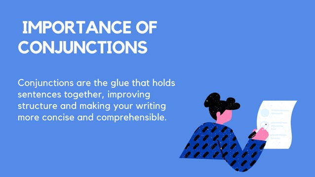 English Mastering Conjunctions Educational Presentation in Blue White ...