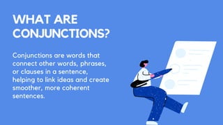 English Mastering Conjunctions Educational Presentation in Blue White ...