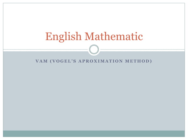 English mathematic VAM Method | PPT