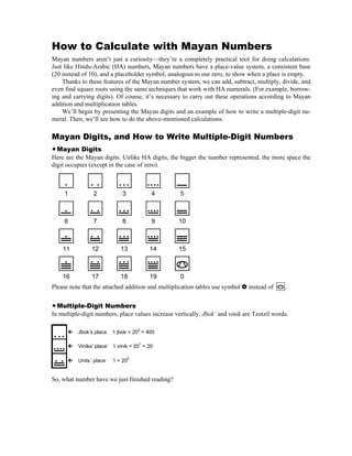 Mayan Numbers Worksheet