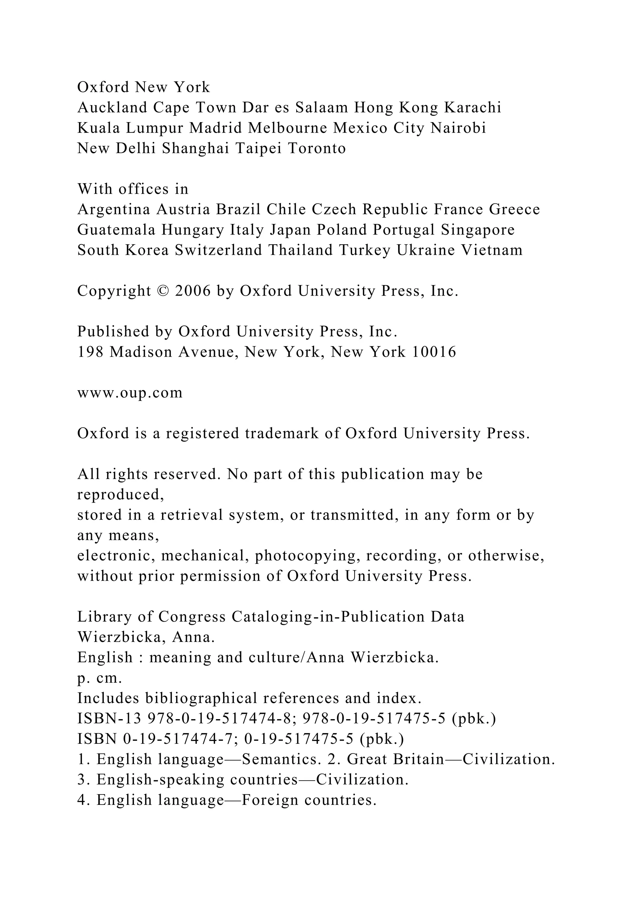 EnglishMeaning and CultureANNA WIERZBICKAOXFORD UNI.docx