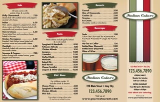 Italian Food Menu In English