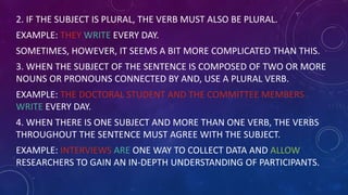 Subject verb agreement | PPT