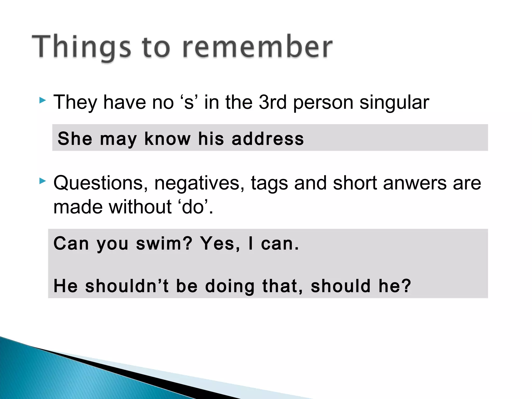 English: modal auxiliary verbs (theory and examples) | PPT