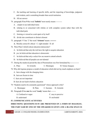 NUMBER OF QUESTIONS: 120GRADE 12 ENGLISH MODEL EXAMINATIONS | PDF