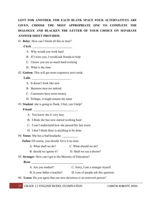 NUMBER OF QUESTIONS: 120GRADE 12 ENGLISH MODEL EXAMINATIONS | PDF