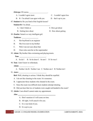 NUMBER OF QUESTIONS: 120GRADE 12 ENGLISH MODEL EXAMINATIONS | PDF