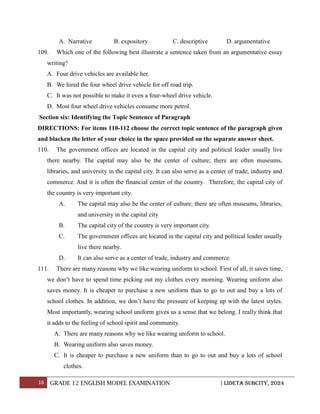 NUMBER OF QUESTIONS: 120GRADE 12 ENGLISH MODEL EXAMINATIONS | PDF