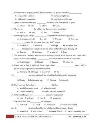 NUMBER OF QUESTIONS: 120GRADE 12 ENGLISH MODEL EXAMINATIONS | PDF