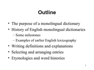 English Monolingual Lexicography | PPT