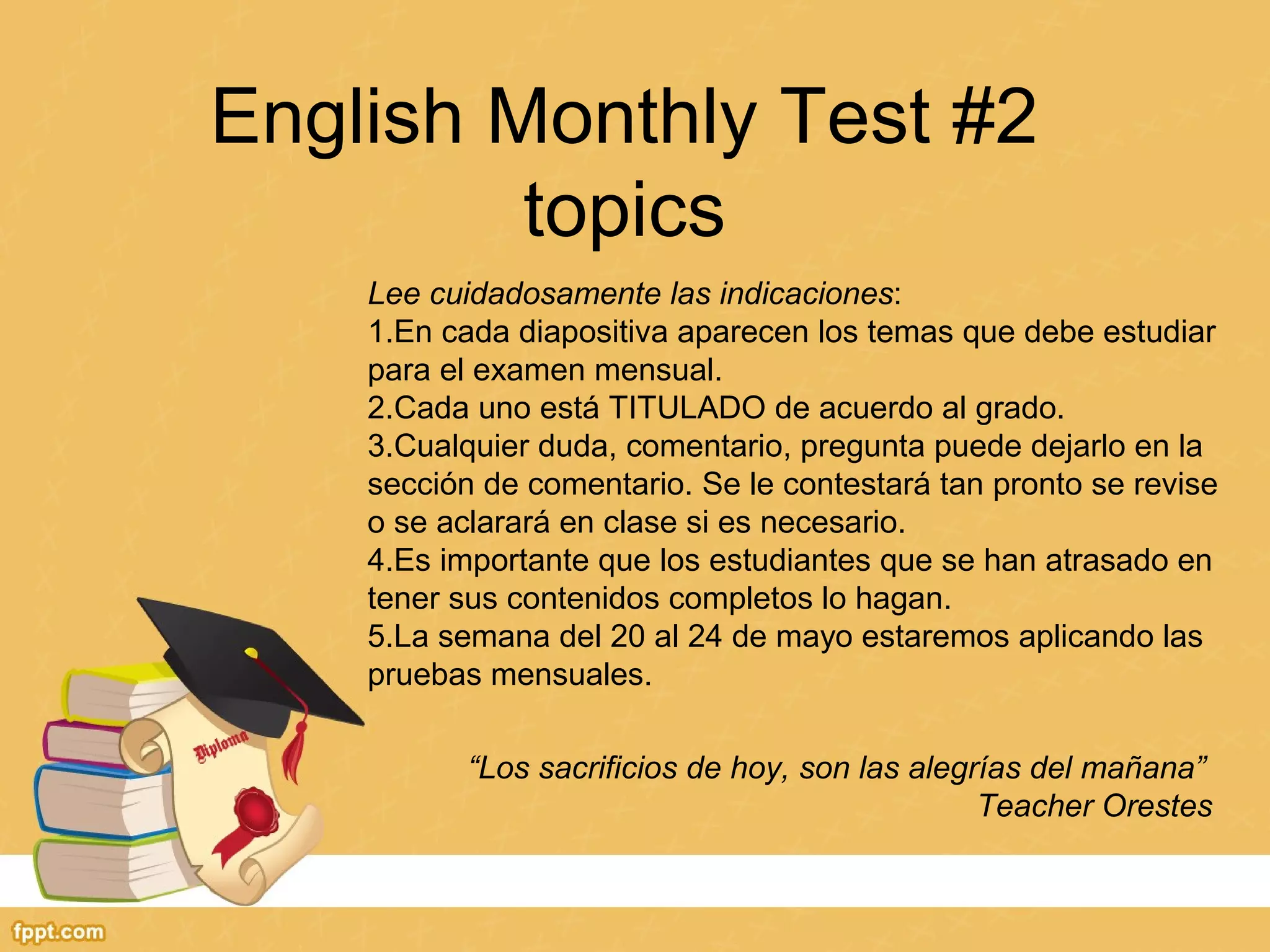 English monthly test #2 | PPT