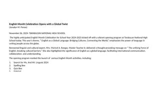 ENGLISH MONTH NARRATIVE.pptx Celebration | PPTX