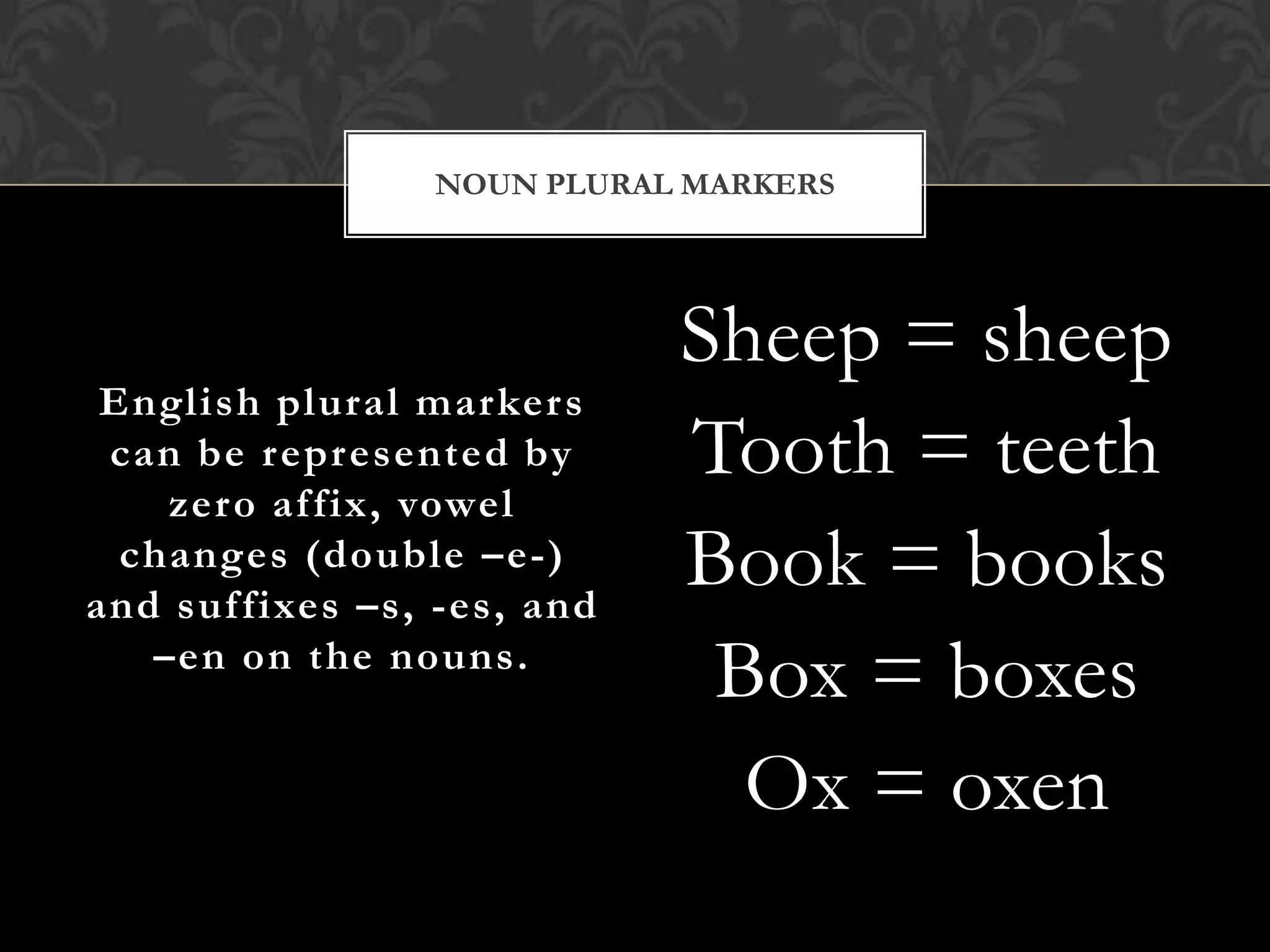 English morphology "Inflection" (AdeS) | PPTX