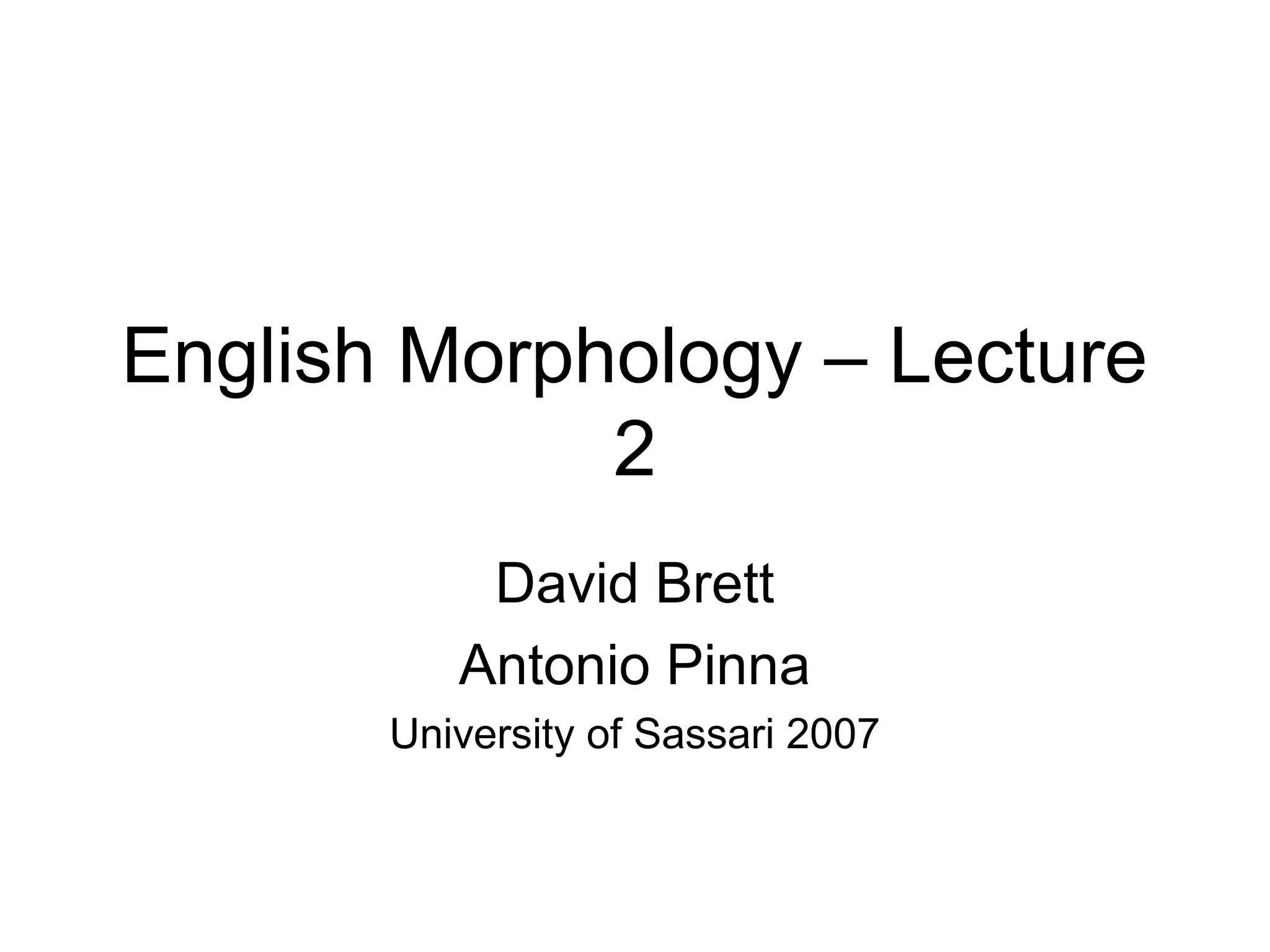 English morphology–lecture2 | PPT