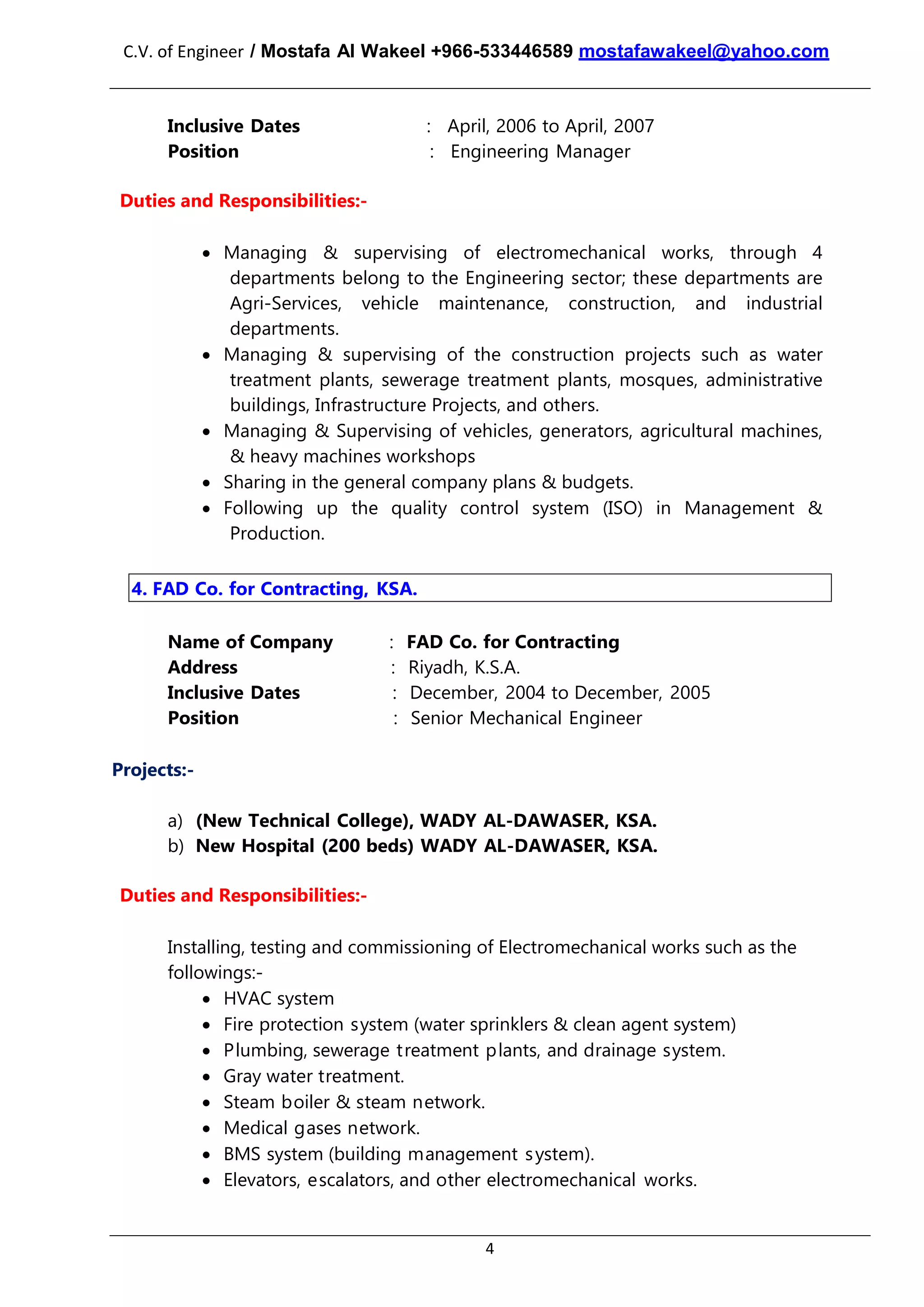 Engineer Mostafa Al Wakeel C.V.-2019 | PDF