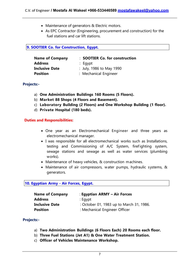 Engineer Mostafa Al Wakeel C.V.-2019 | PDF