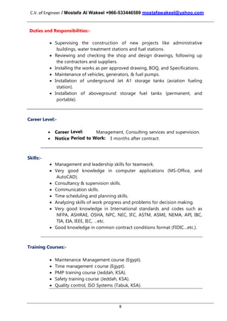 Engineer Mostafa Al Wakeel C.V.-2019 | PDF