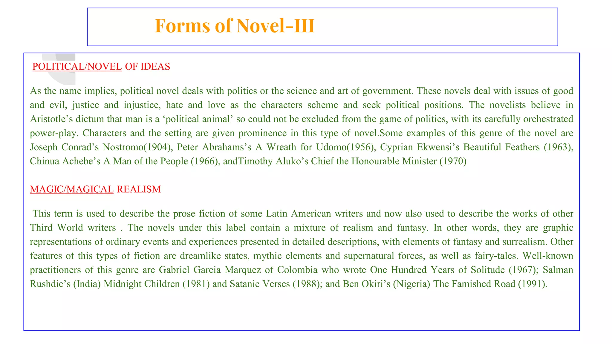 English novel an introduction | PPTX