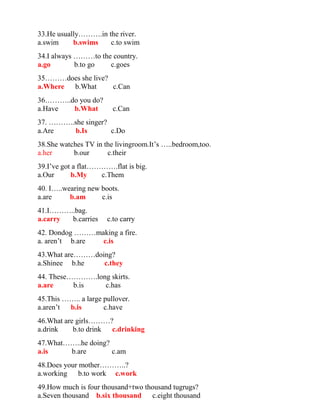 English olympics test 5th grade | DOCX