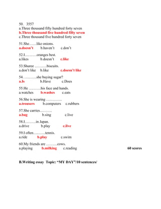 English olympics test 5th grade | DOCX