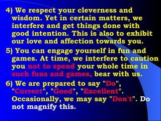 Parents Expectations from Childrens in English | PPS