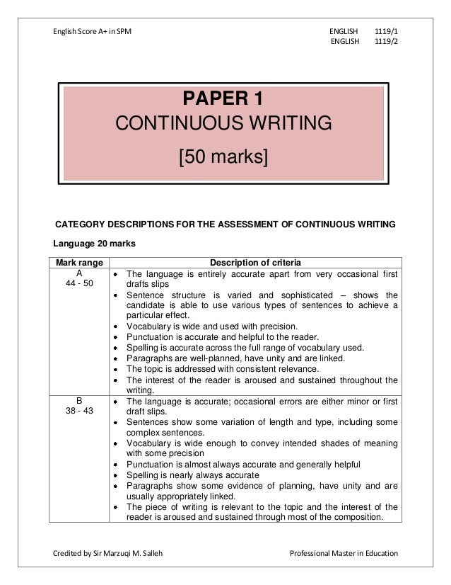 Spm 2015 English Paper 1 Sample Answer Spm 2015 English Paper 1 Sample Answer