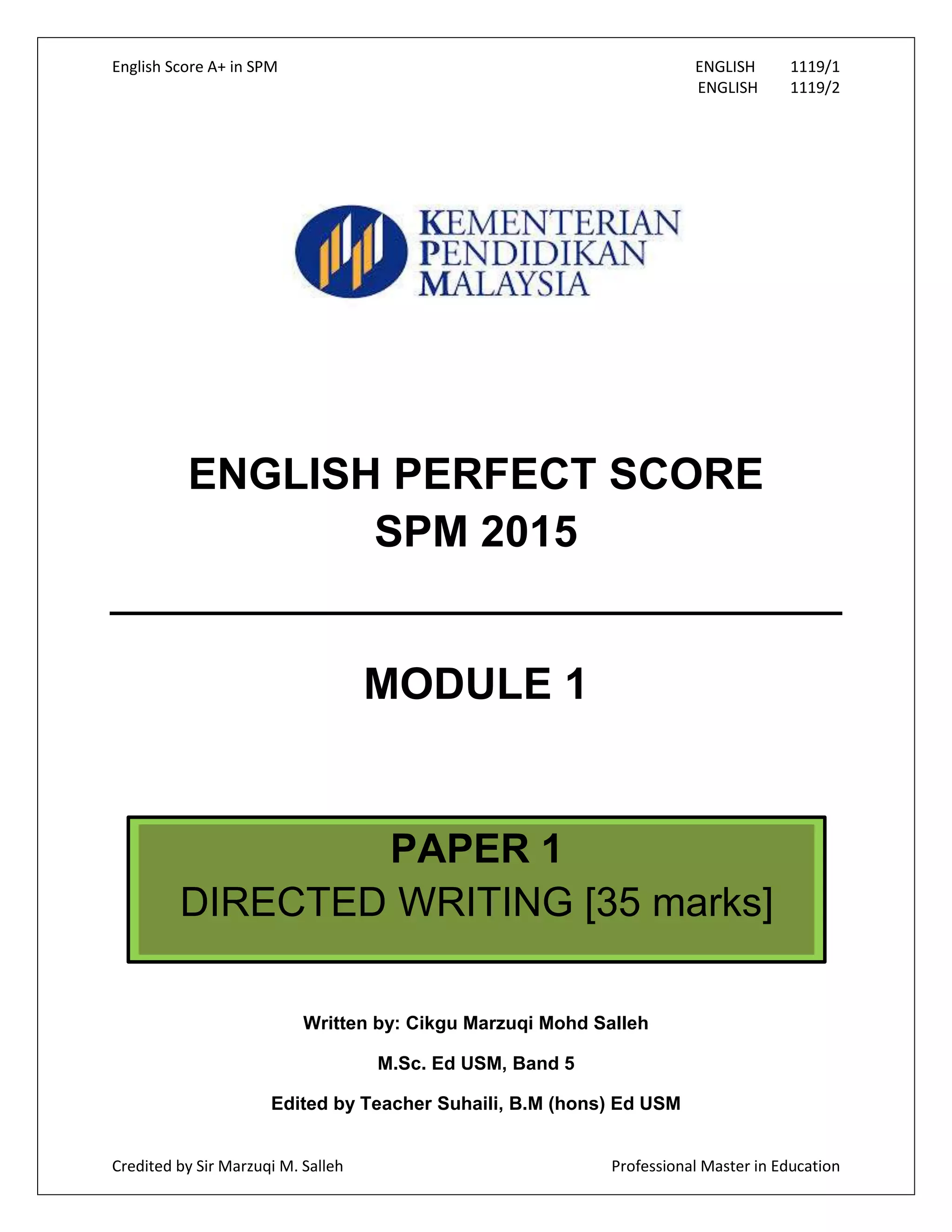 English perfect score spm 2015 | PDF