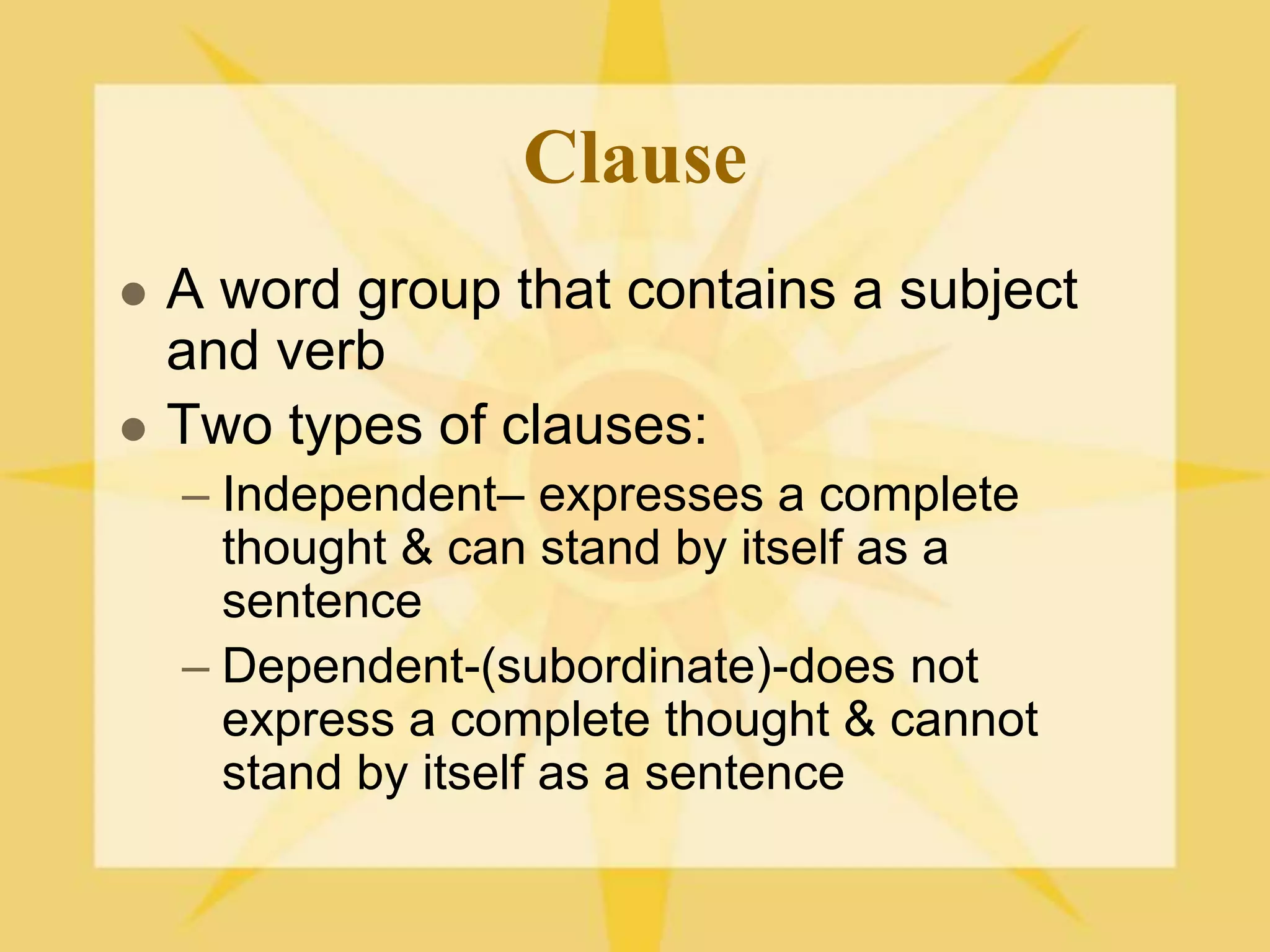 English phrase clause | PPT