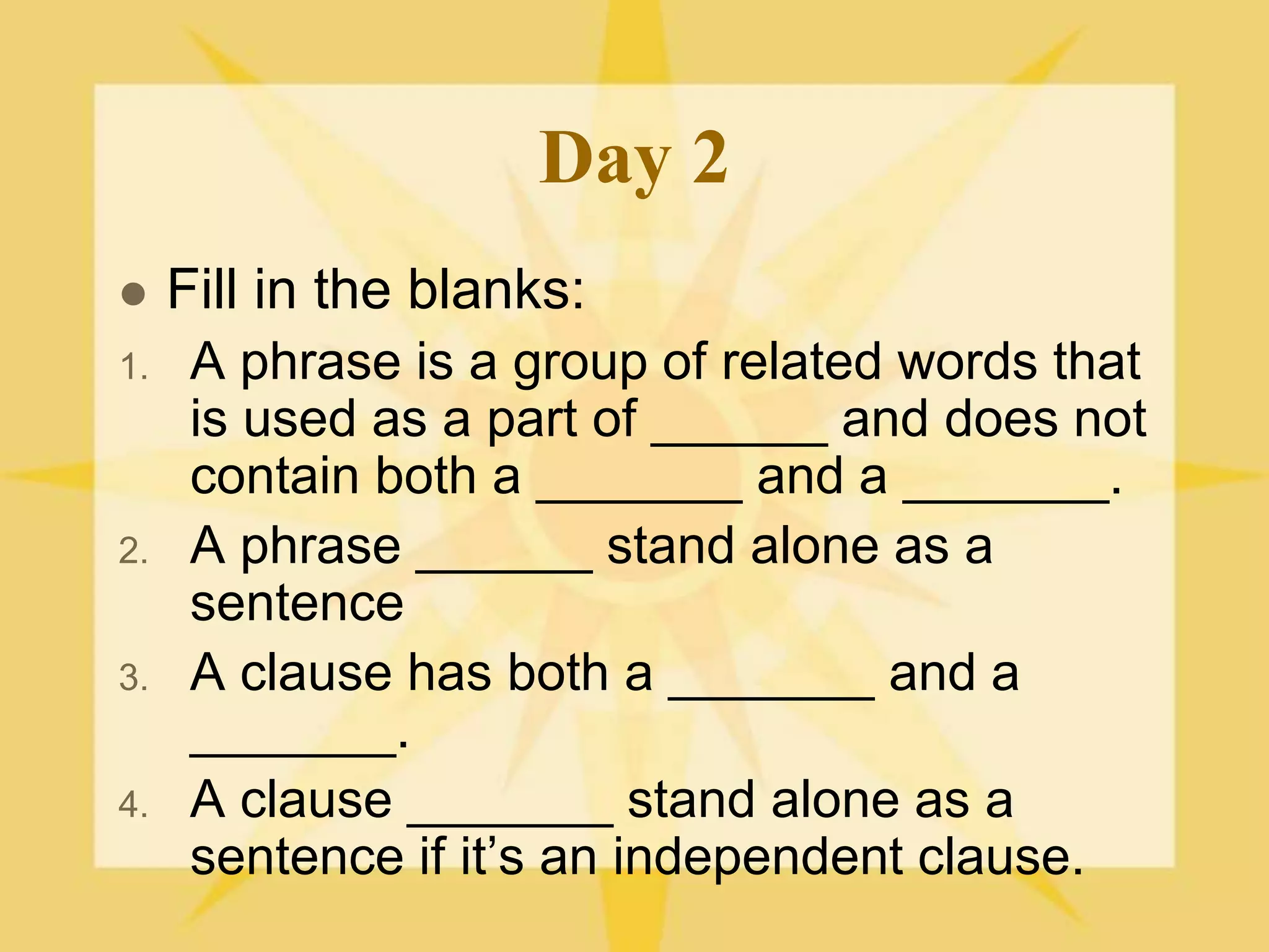 English phrase clause | PPT