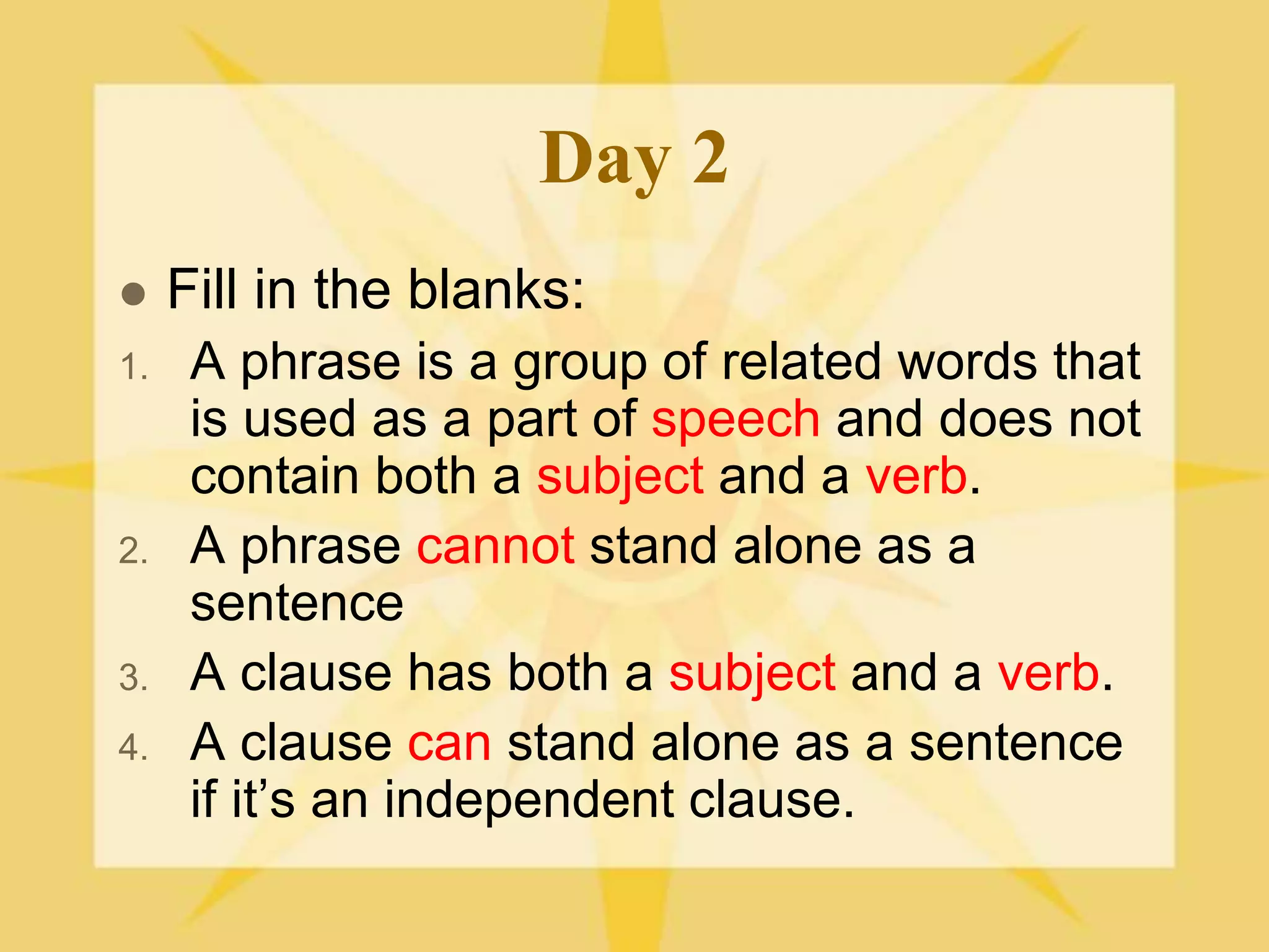 English phrase clause | PPT
