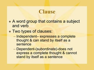 English phrase clause | PPT