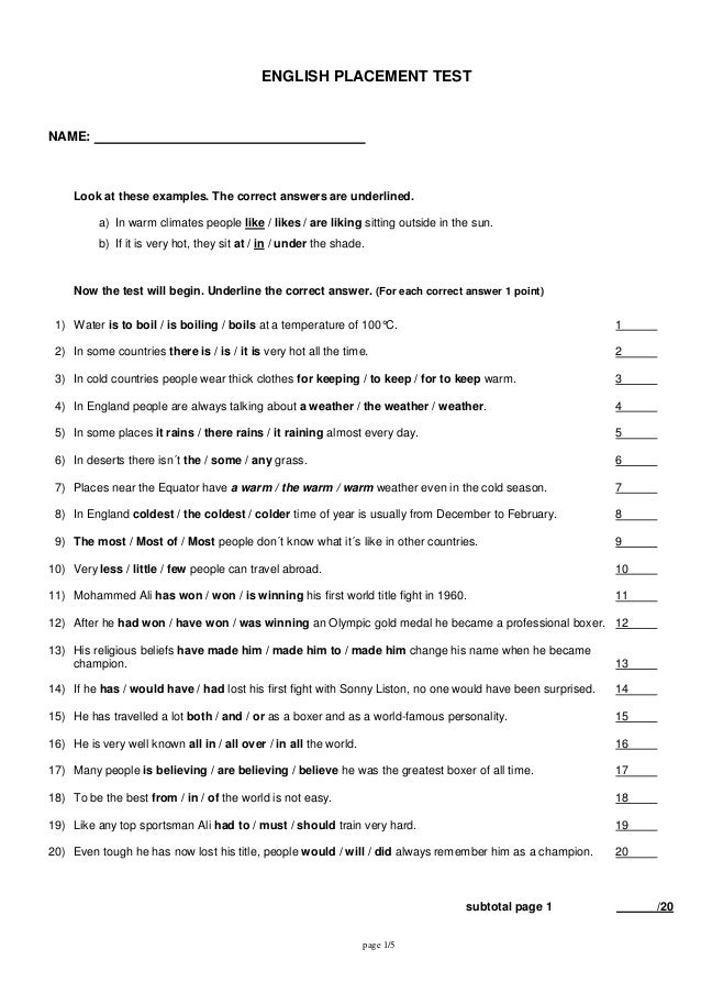 English Placement Test06 English Placement Test06