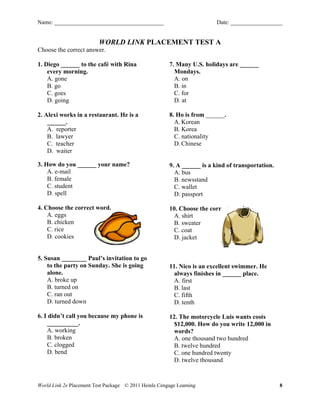 English placement test | PDF
