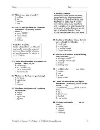 English placement test | PDF
