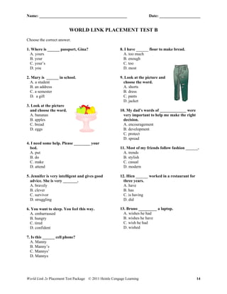 English placement test | PDF