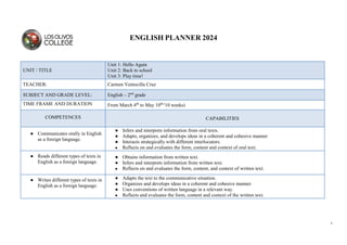 ENGLISH PLANNER - for students and techers at school | PPT