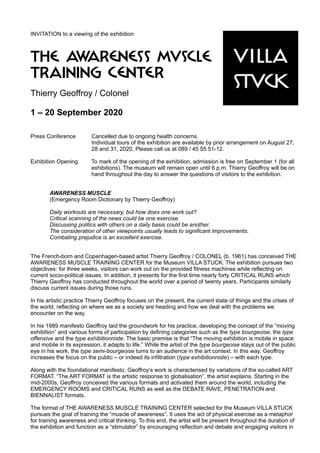 THE AWARENESS MUSCLE TRAINING CENTER for the Museum VILLA STUCK / Press ...