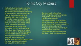 To His Coy Mistress | PPTX
