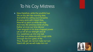 To His Coy Mistress | PPTX
