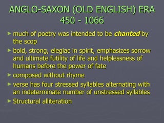 English poetry historical overview | PPT