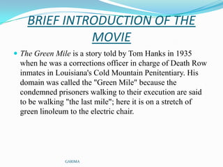 BOOK REVIEW "THE GREEN MILE" | PPTX