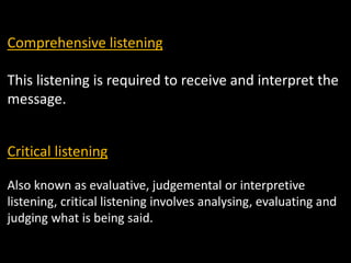 Presentation on listening effectively. | PPT