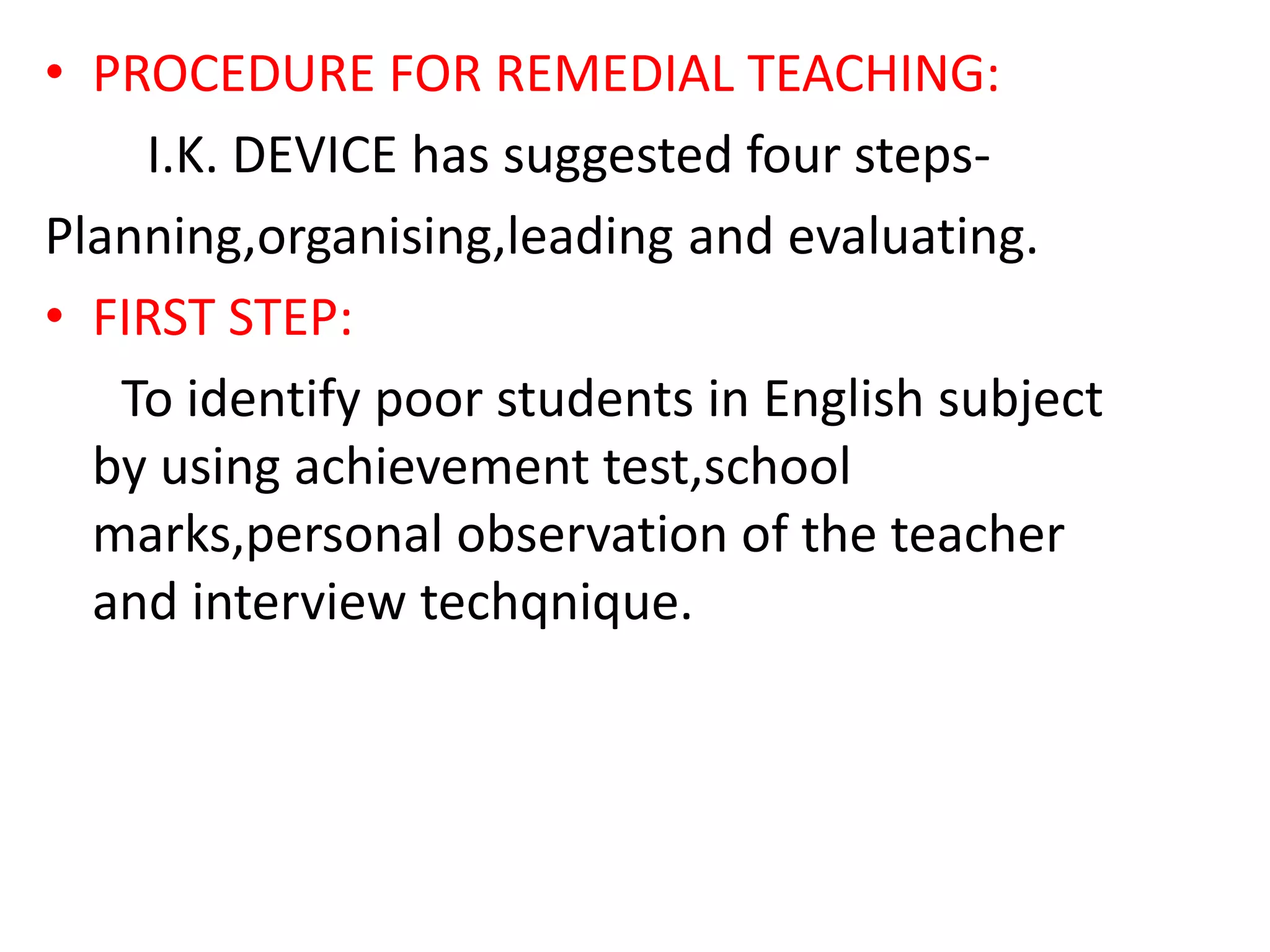 Remedial teaching in English ppt | PPTX