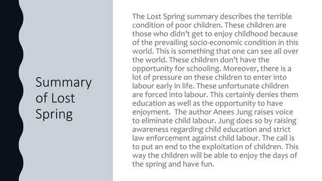 The Lost Spring English Class 12 | PPTX