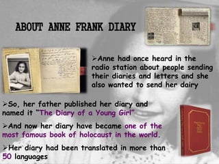PPT on Anne Frank for class 10th | PPTX