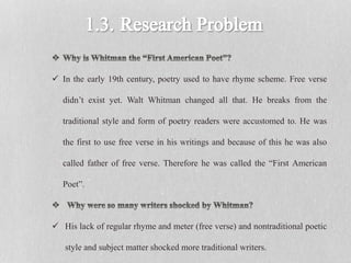 English research project on Walt Whitman poetry | PPTX