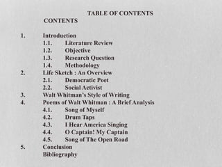English research project on Walt Whitman poetry | PPTX